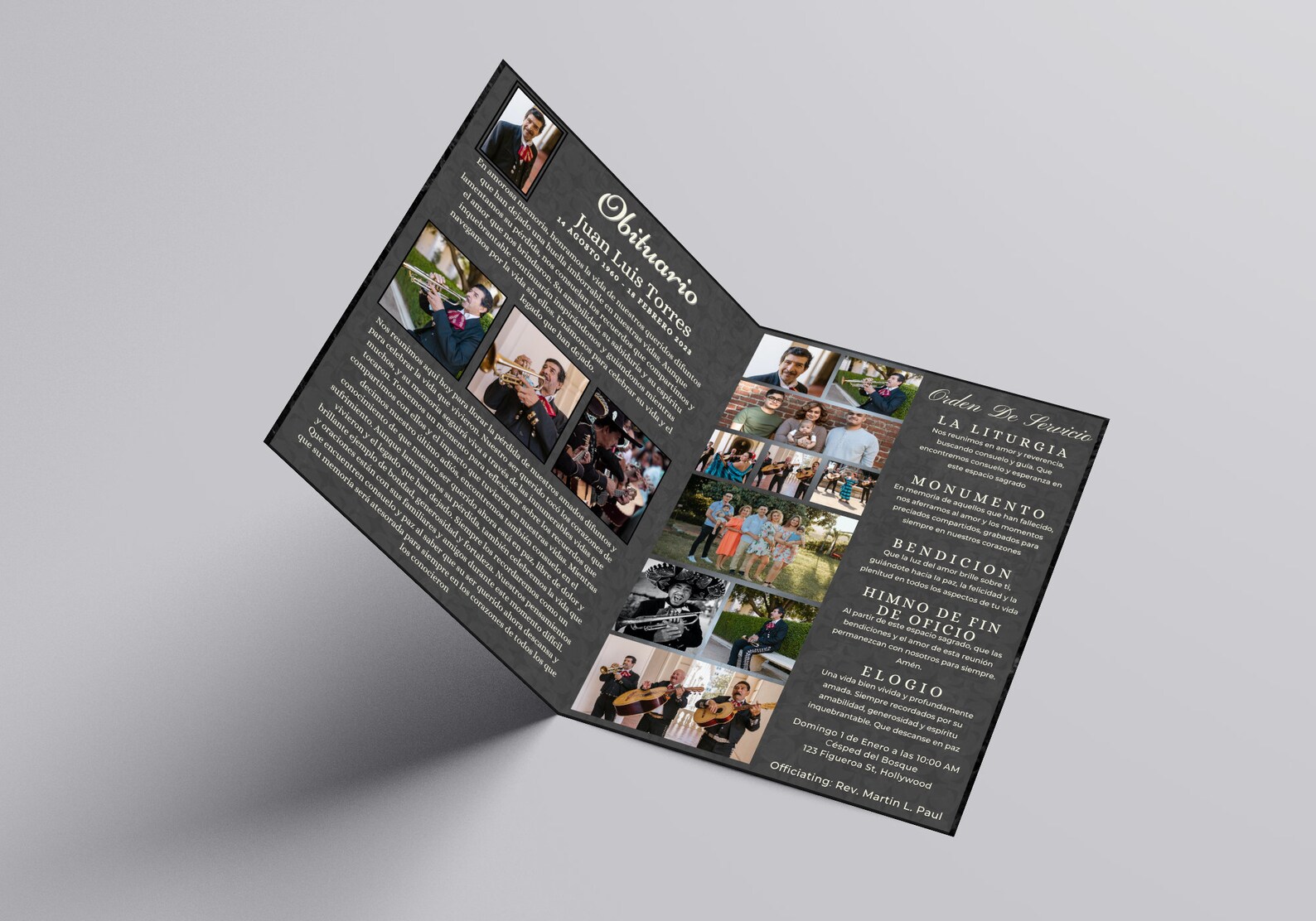 Spanish Funeral Program Brochure Template -folleto Del Programa ...