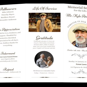 Simple Tri Fold Funeral Program Template - Instant Download, Editable ...