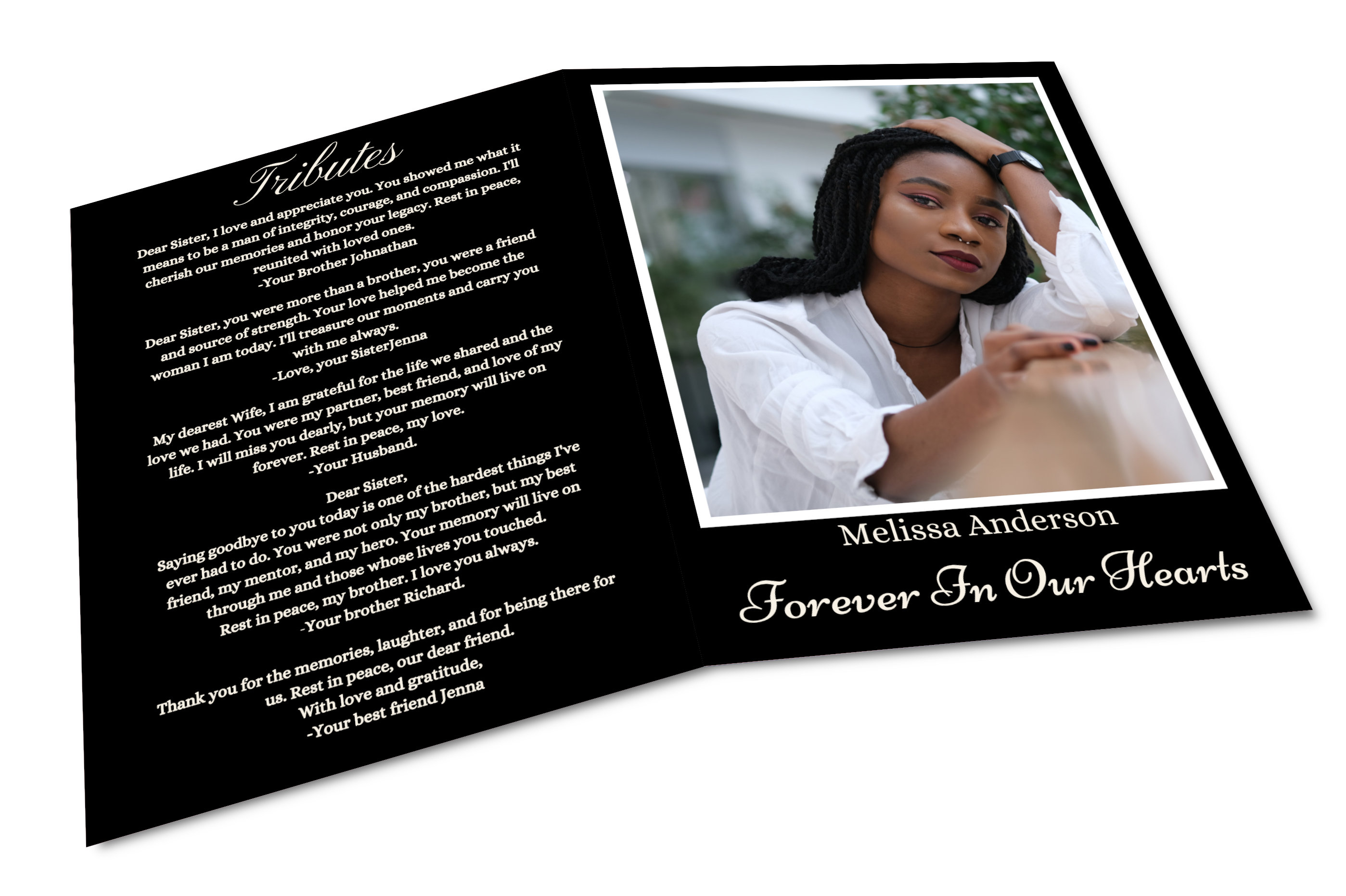 Obituary Program Template - Large Framed Photo on Cover With Order of ...
