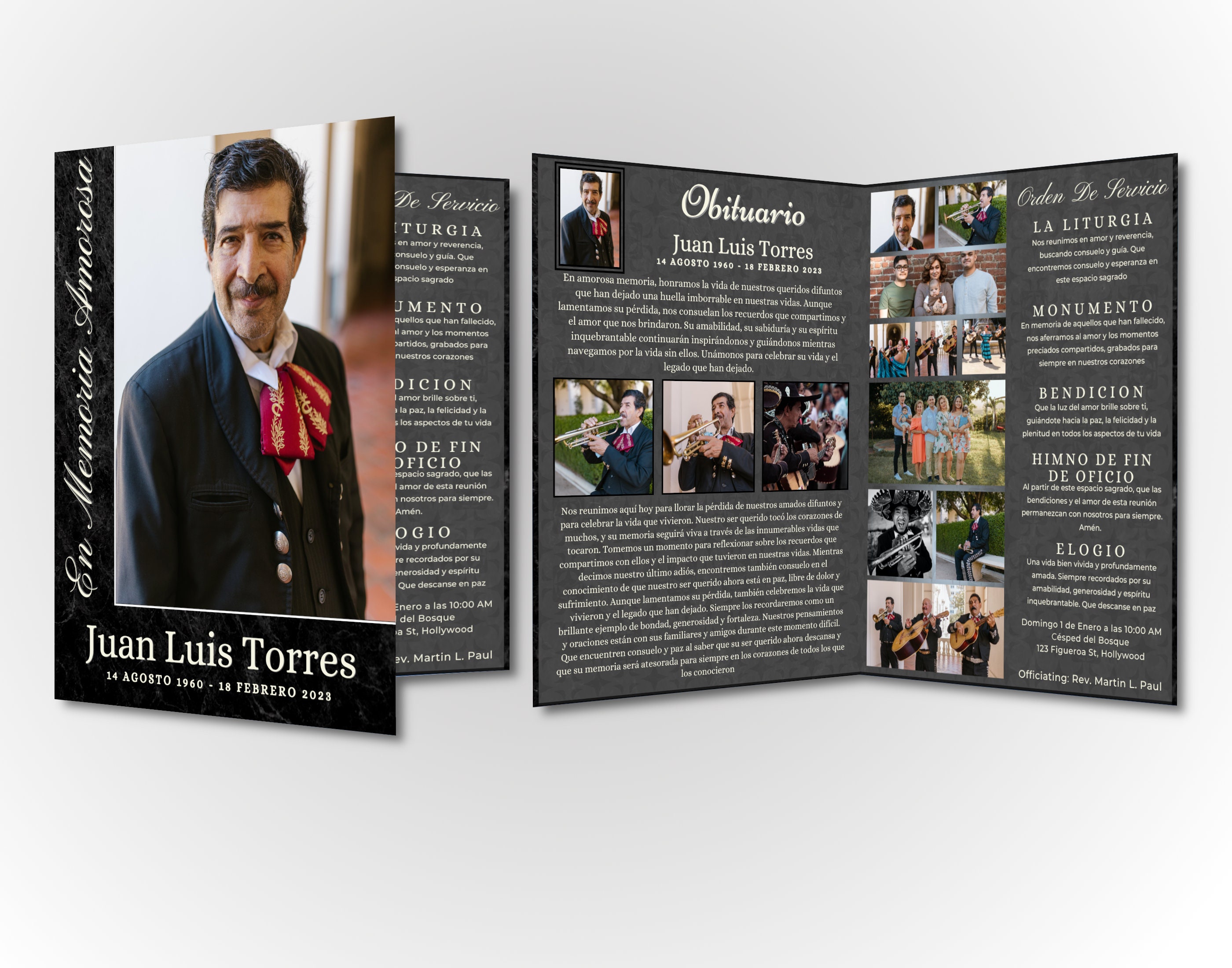 Spanish Funeral Program Brochure Template -folleto Del Programa ...