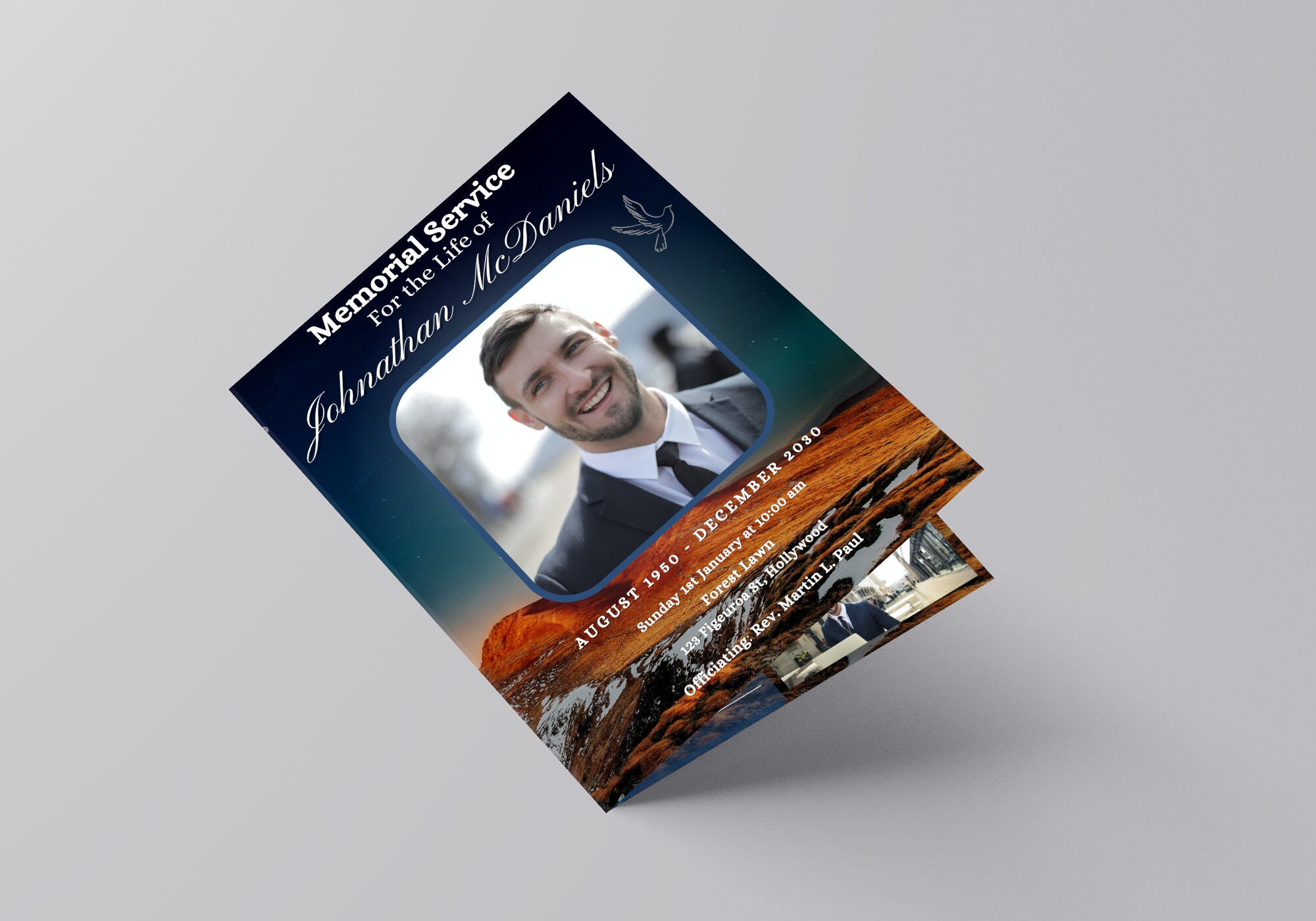 Editable Funeral Program Template | Customizable Memorial Brochure ...