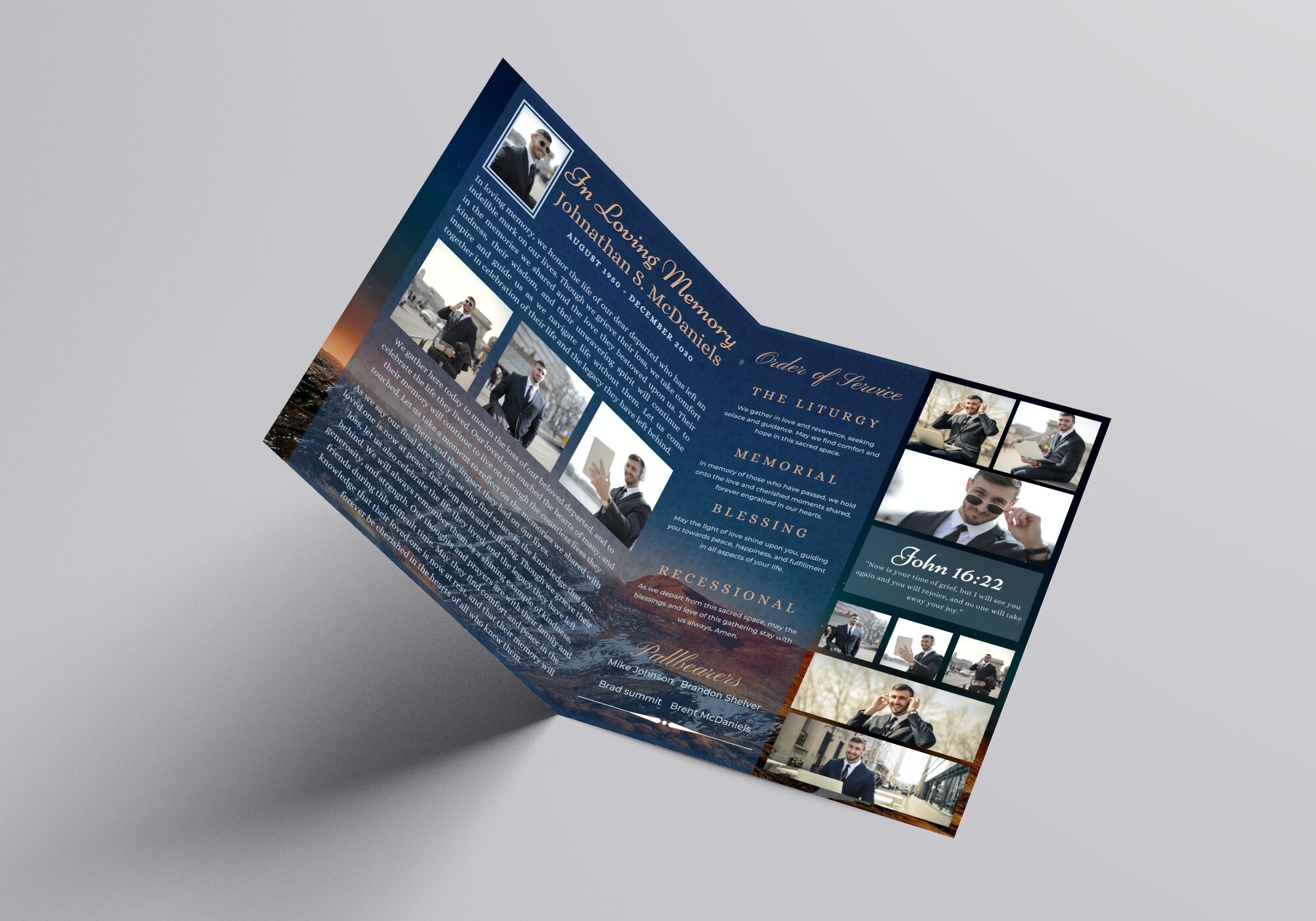 Editable Funeral Program Template | Customizable Memorial Brochure ...