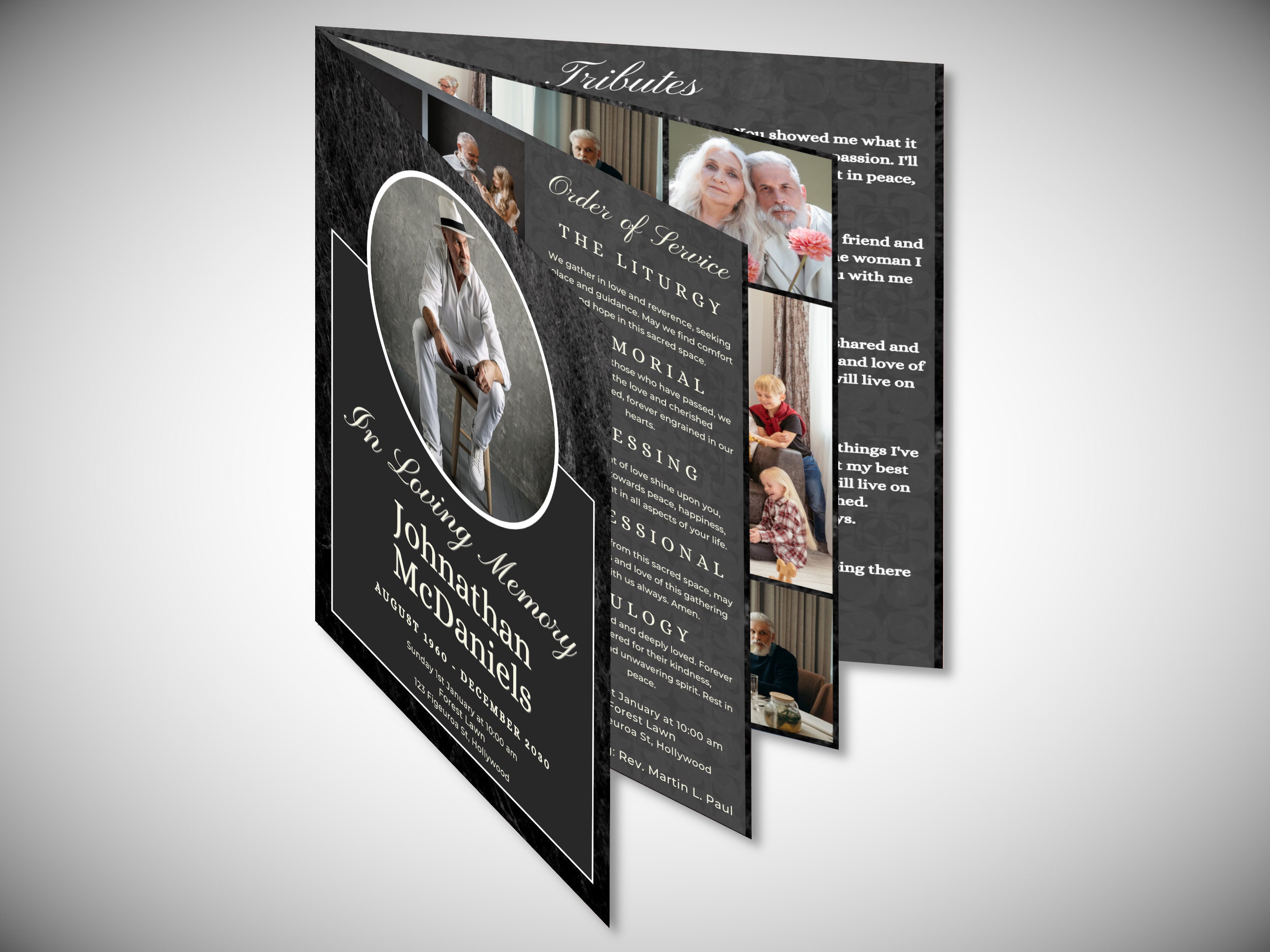 Obituary: 8-page Funeral Brochure Template | Editable Canva Funeral ...
