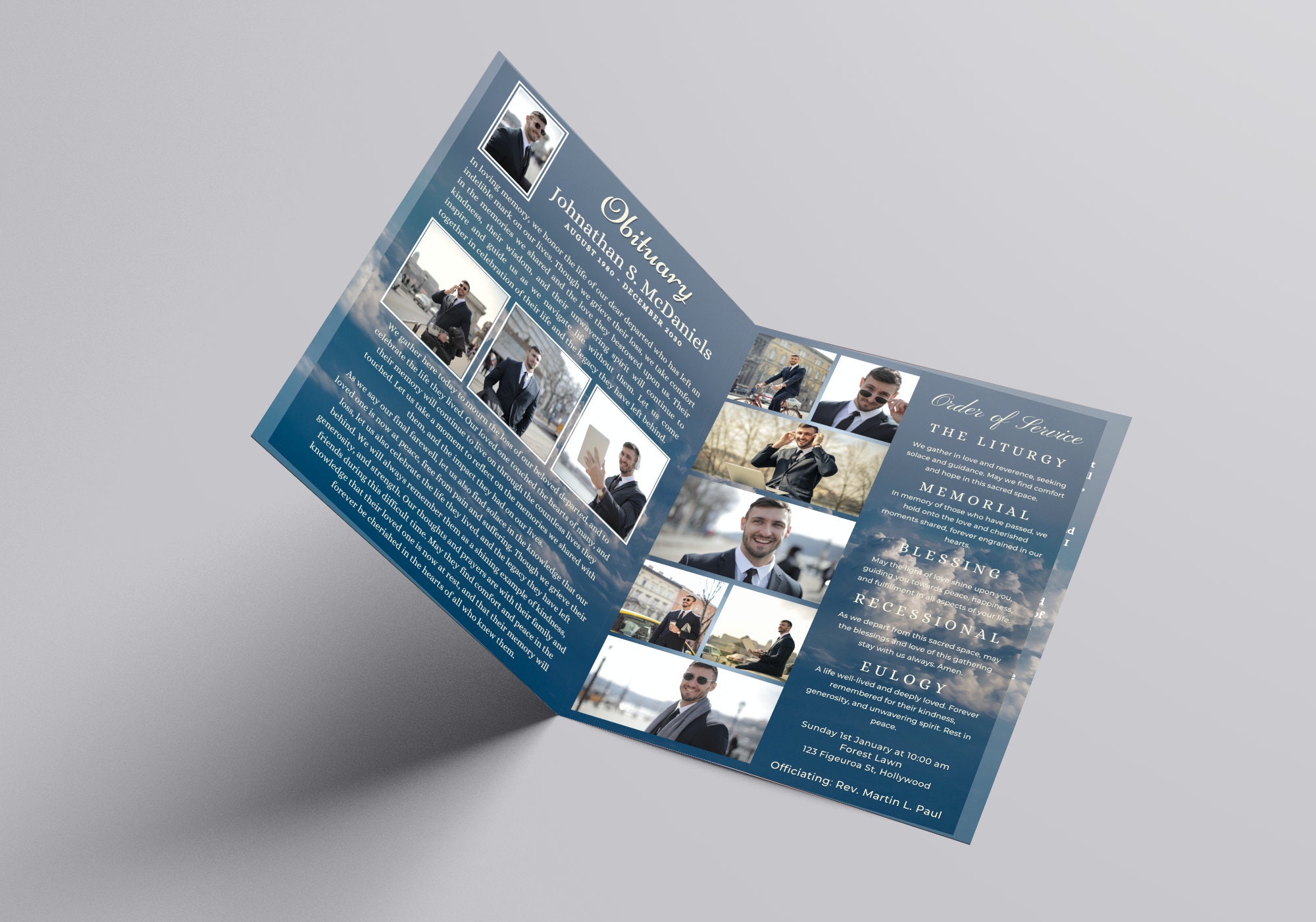Personalized Funeral Program Brochure | 8 Pages | Editable Canva ...