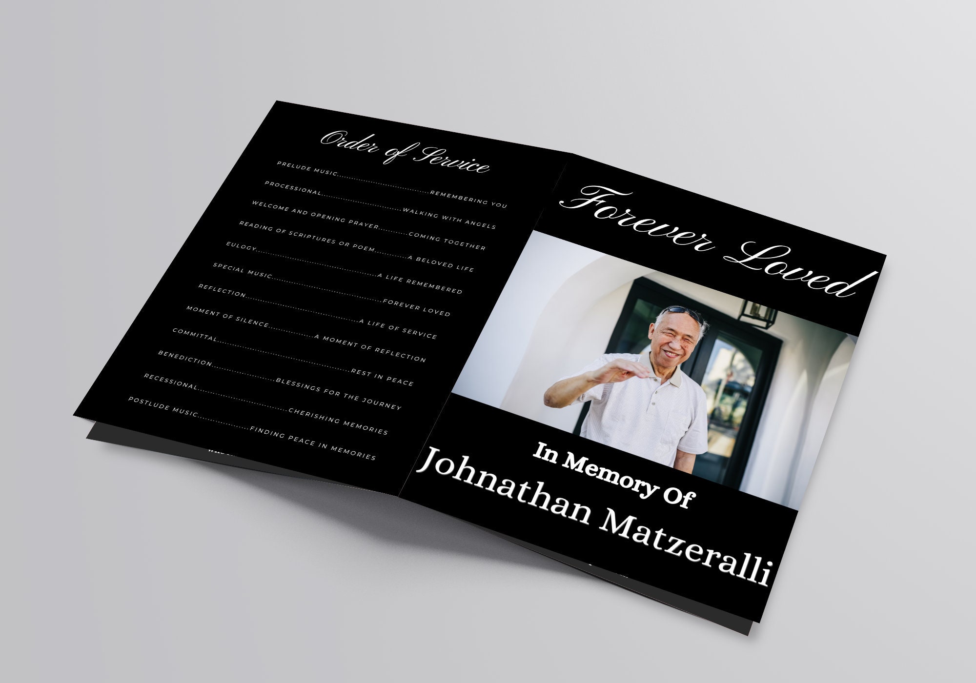 8 Page Funeral Program Brochure Template- Simple 1 Image Design - Self ...