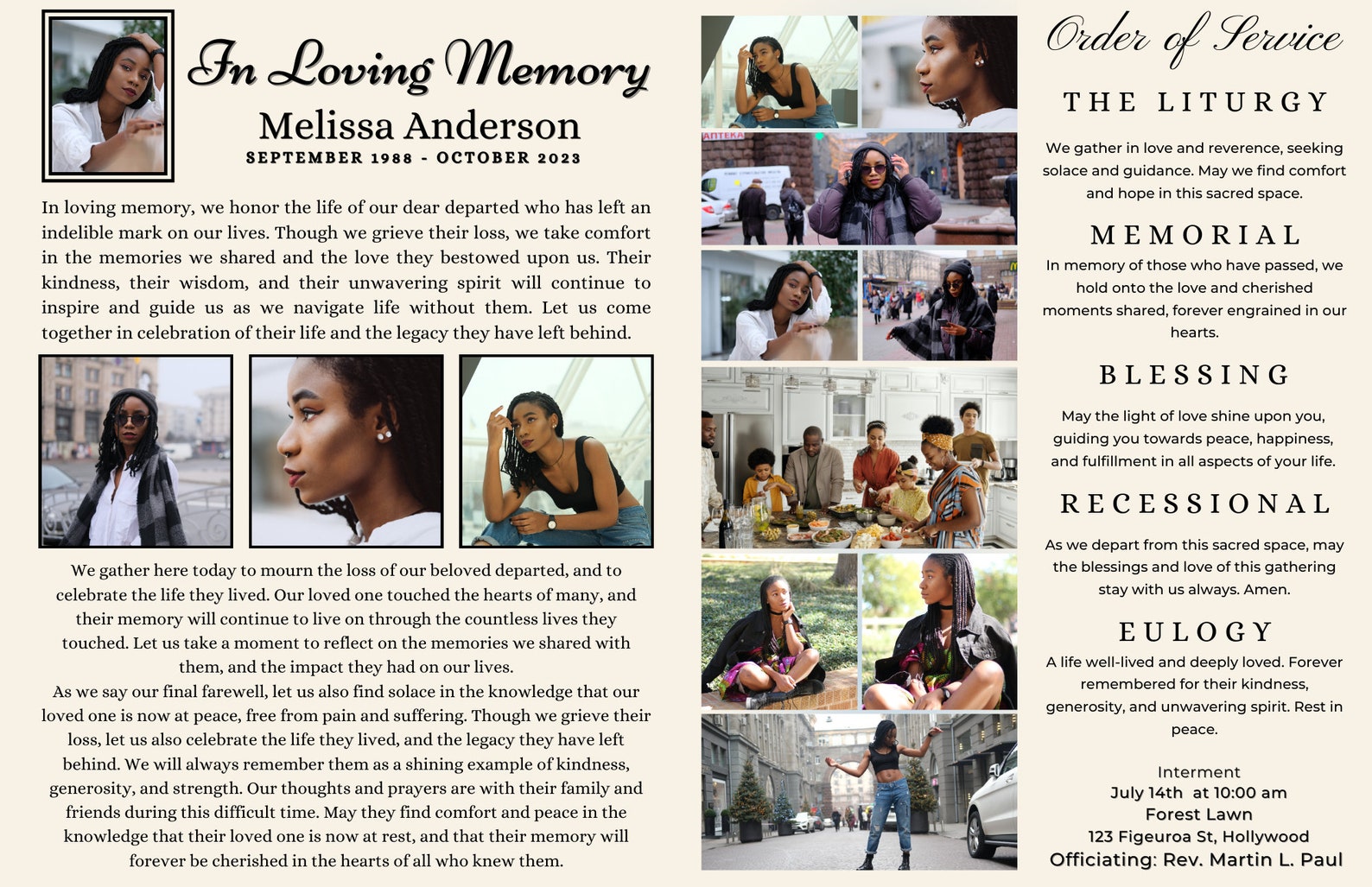 Editable Funeral Program Template | 4 Pages | Heartwarming Photo ...