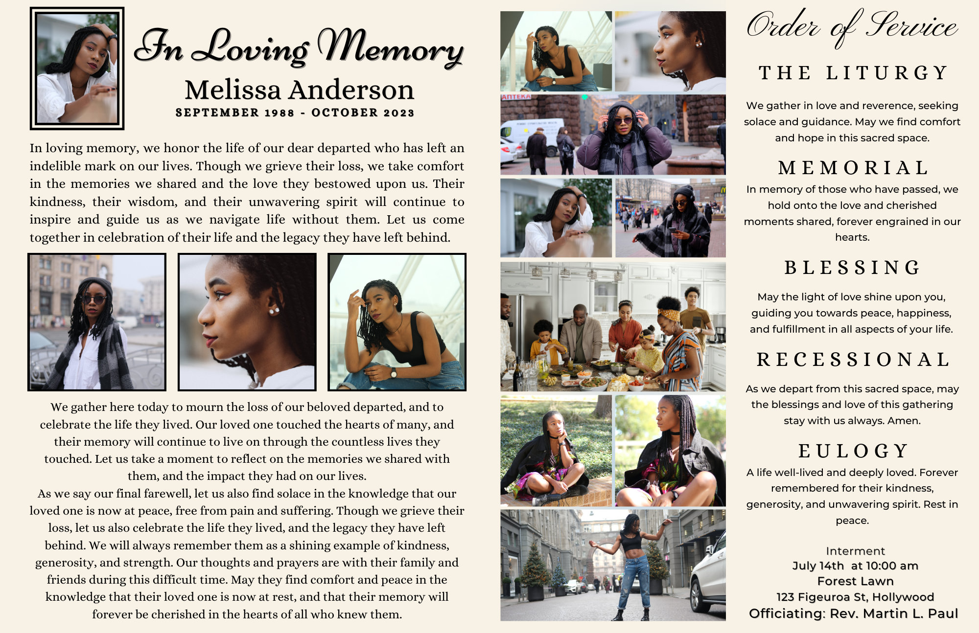 Editable Funeral Program Template | 4 Pages | Heartwarming Photo ...