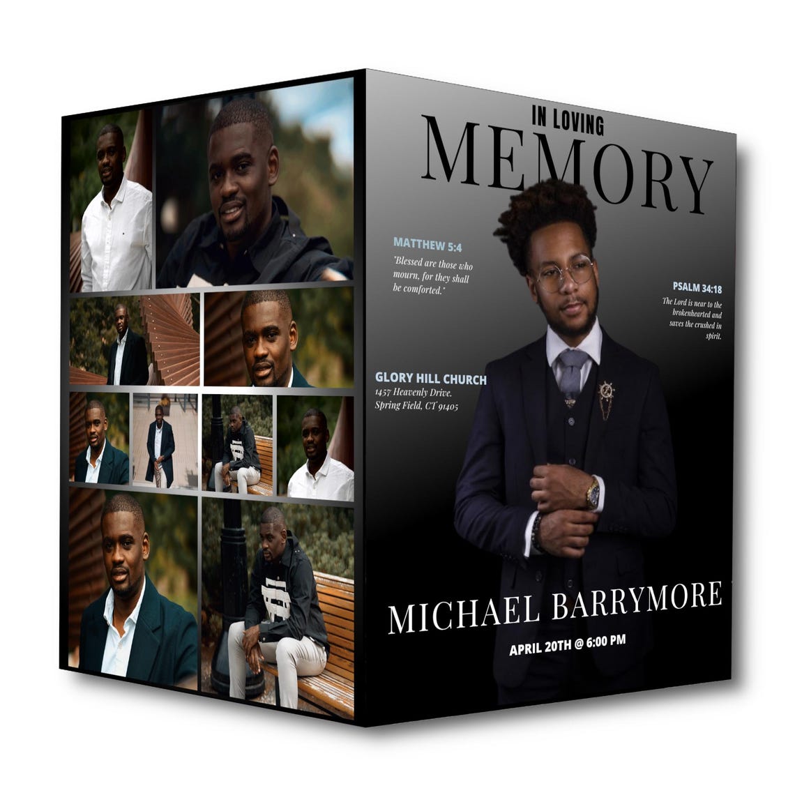 Magazine Style Funeral Program Template | 4 Page Booklet | Obituary and ...