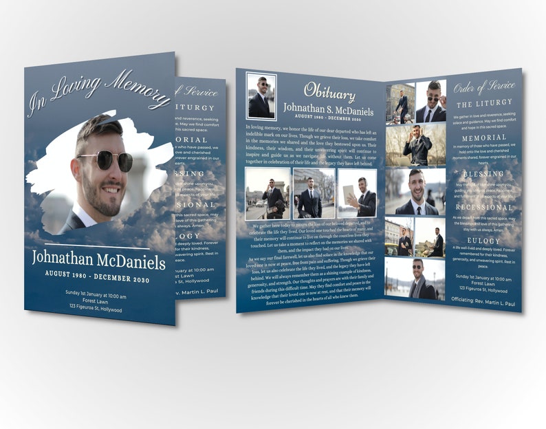 Customizable Funeral Program Template | 4-page Brochure | Editable ...