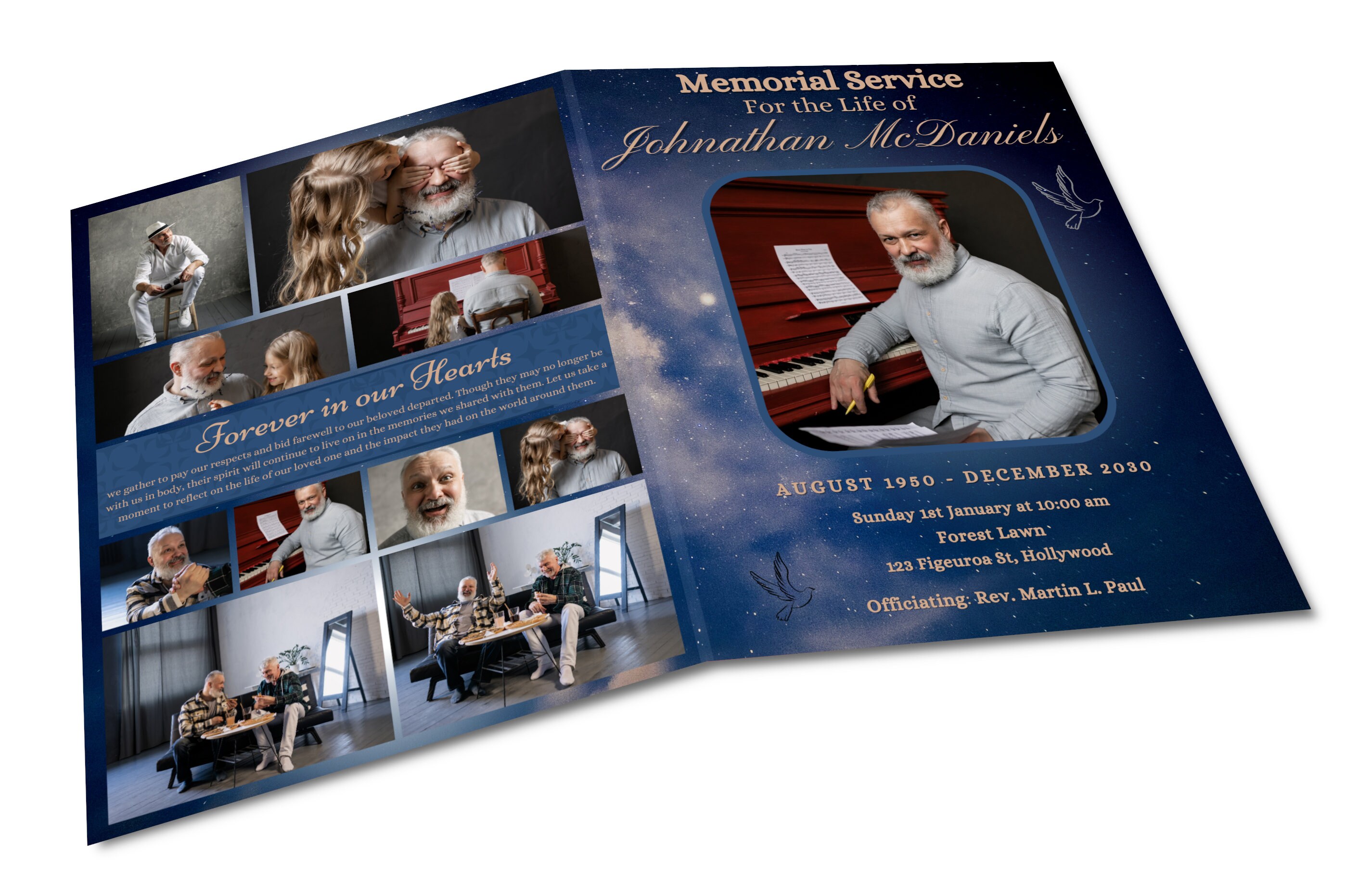 Obituary Funeral Program Template Night Sky Template Design Self ...