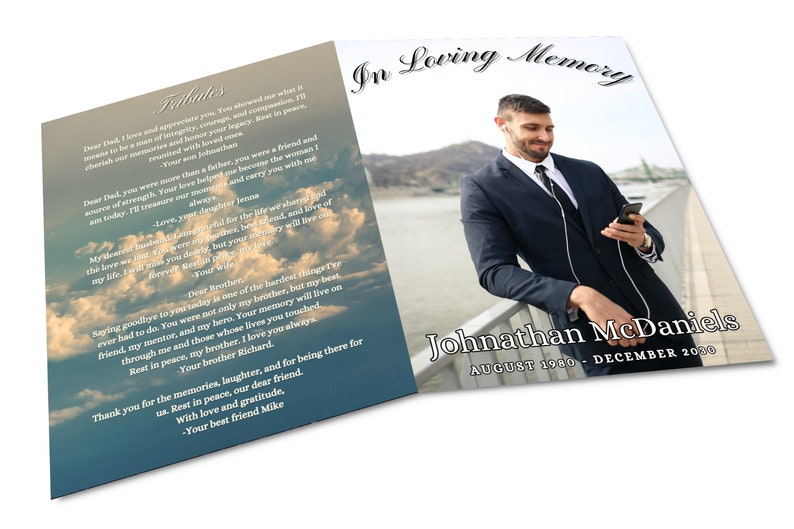 Editable Funeral Service Program Customizable Memorial Brochure Canva ...