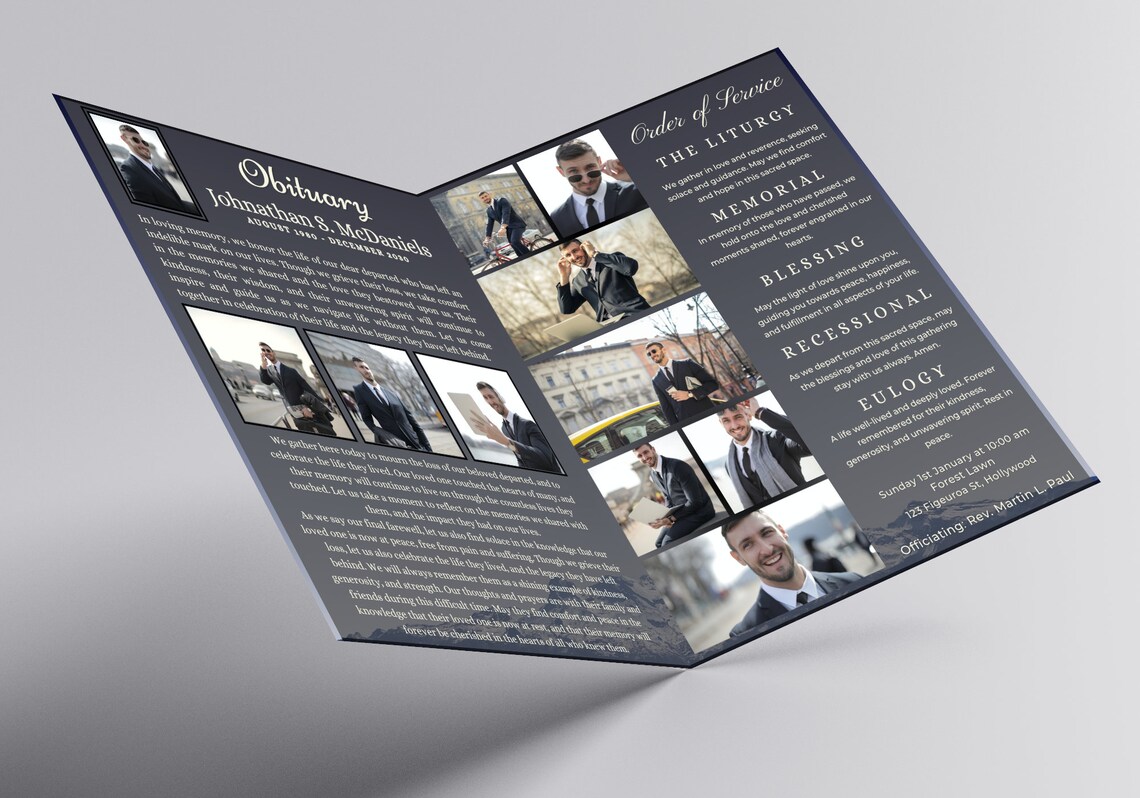 Personalized Funeral Program With Photo Collage | 4 Pages | Editable ...