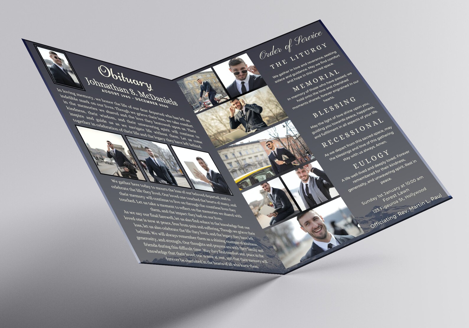 Personalized Funeral Program With Photo Collage | 4 Pages | Editable ...