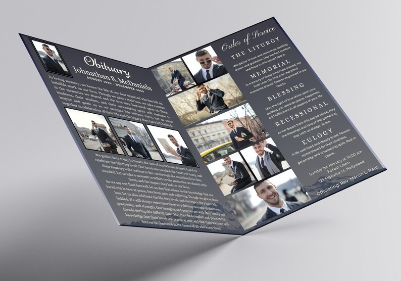 Personalized Funeral Program With Photo Collage | 4 Pages | Editable ...