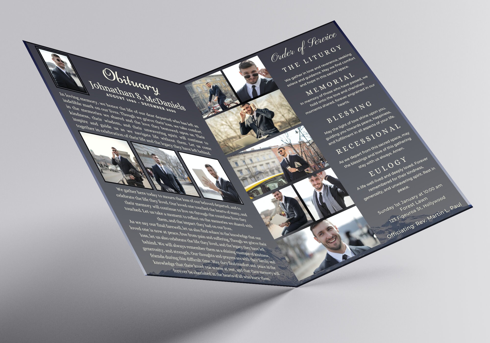Personalized Funeral Program With Photo Collage | 4 Pages | Editable ...