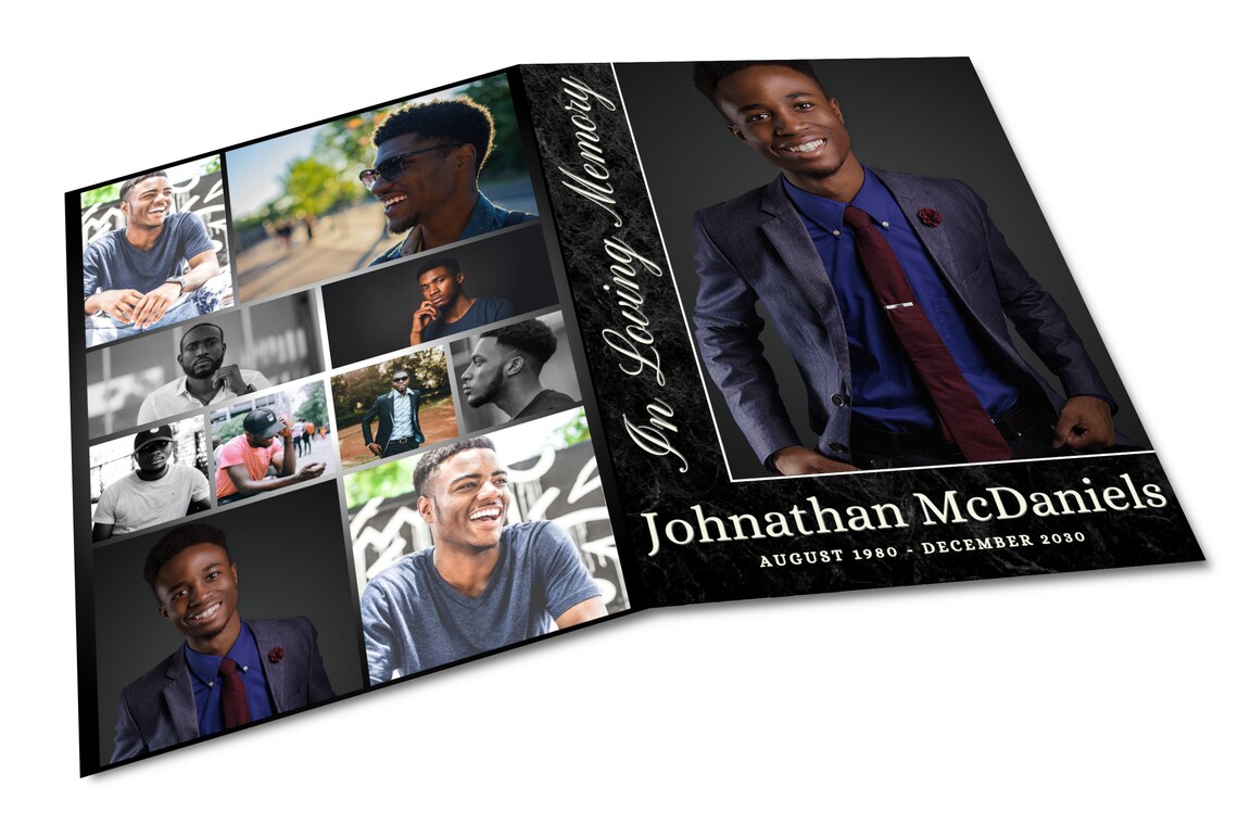 Funeral Program Bi-fold Brochure - Modern Obituary Template Design ...