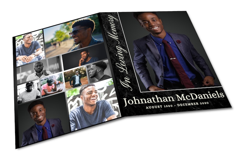 Funeral Program Bi-fold Brochure - Modern Obituary Template Design ...