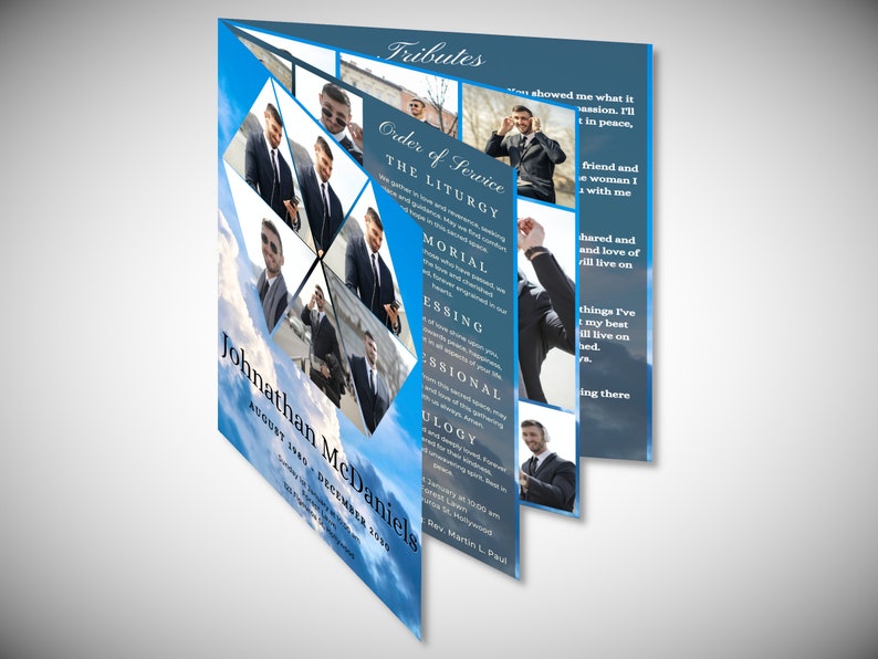 Create a Beautiful Tribute: Editable 8-page Funeral Program Brochure ...