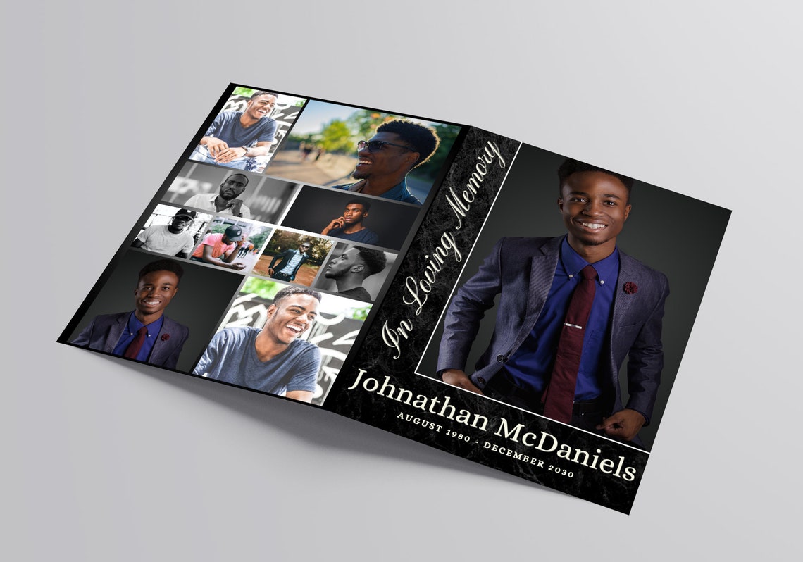 Funeral Program Bi-fold Brochure - Modern Obituary Template Design ...