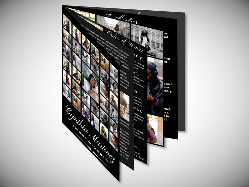 12 Page Funeral Program Booklet Template | Photo Collage Tributes and ...