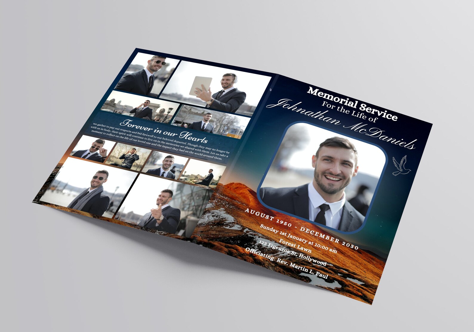 Editable Funeral Program Template | Customizable Memorial Brochure ...
