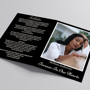 Obituary Program Template - Large Framed Photo on Cover With Order of ...