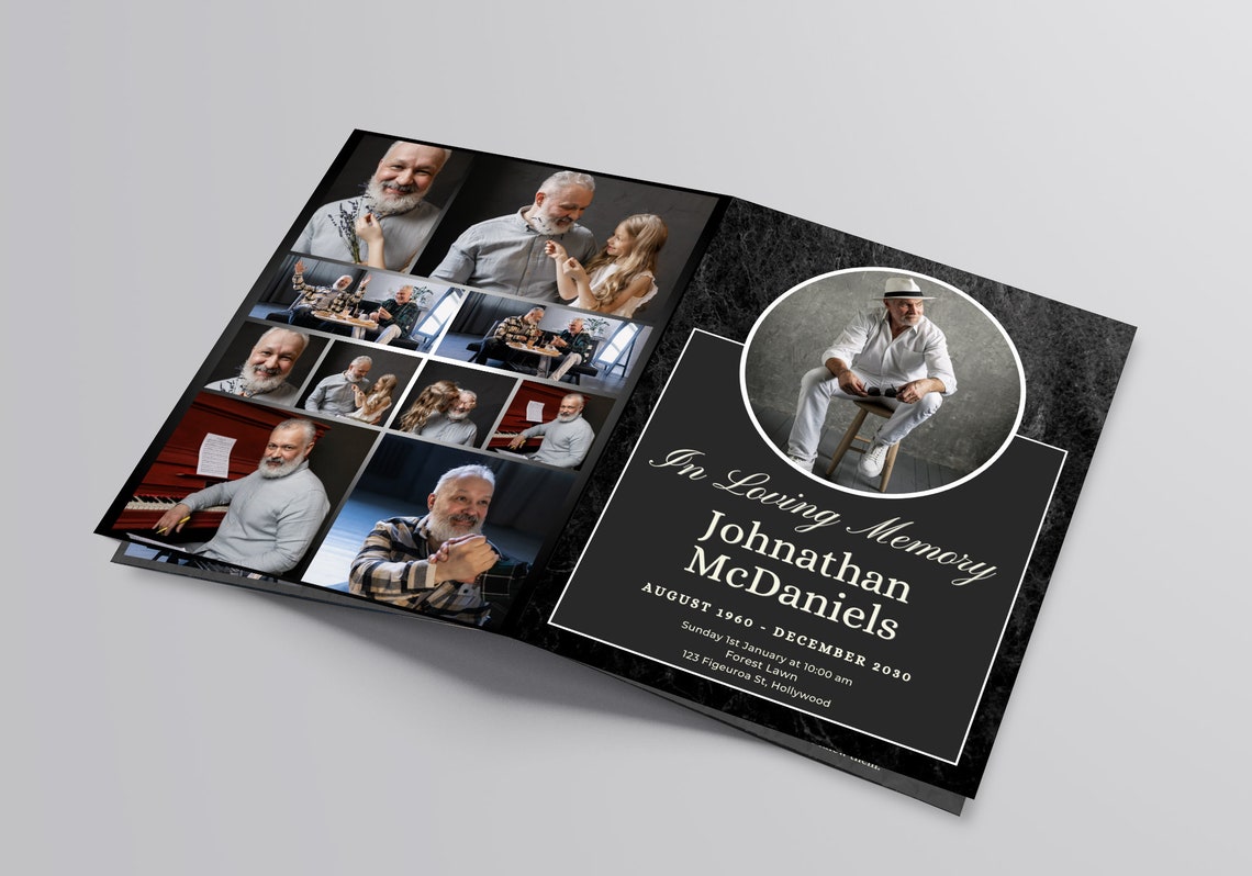 Obituary: 8-page Funeral Brochure Template | Editable Canva Funeral ...
