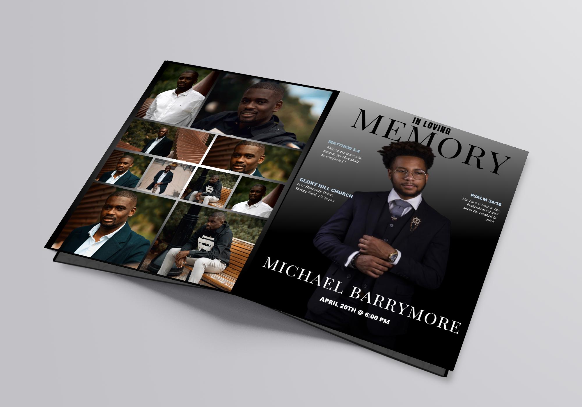 8 Page Funeral Program Template | Modern Magazine Style Design ...