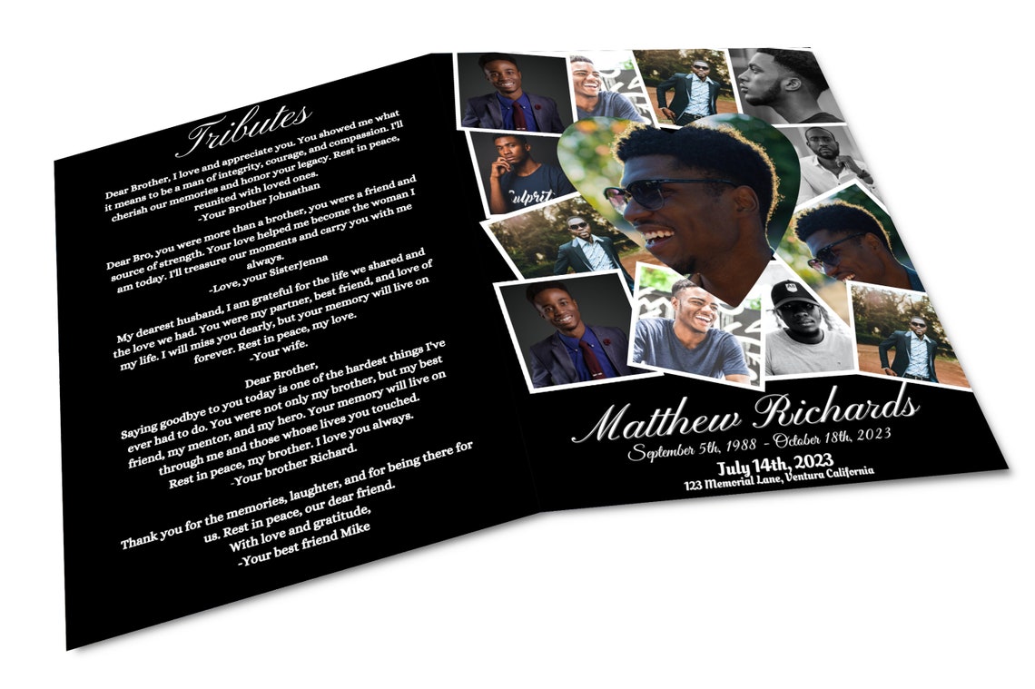 Editable Funeral Program Template 4 Pages Obituary & Order of Service ...