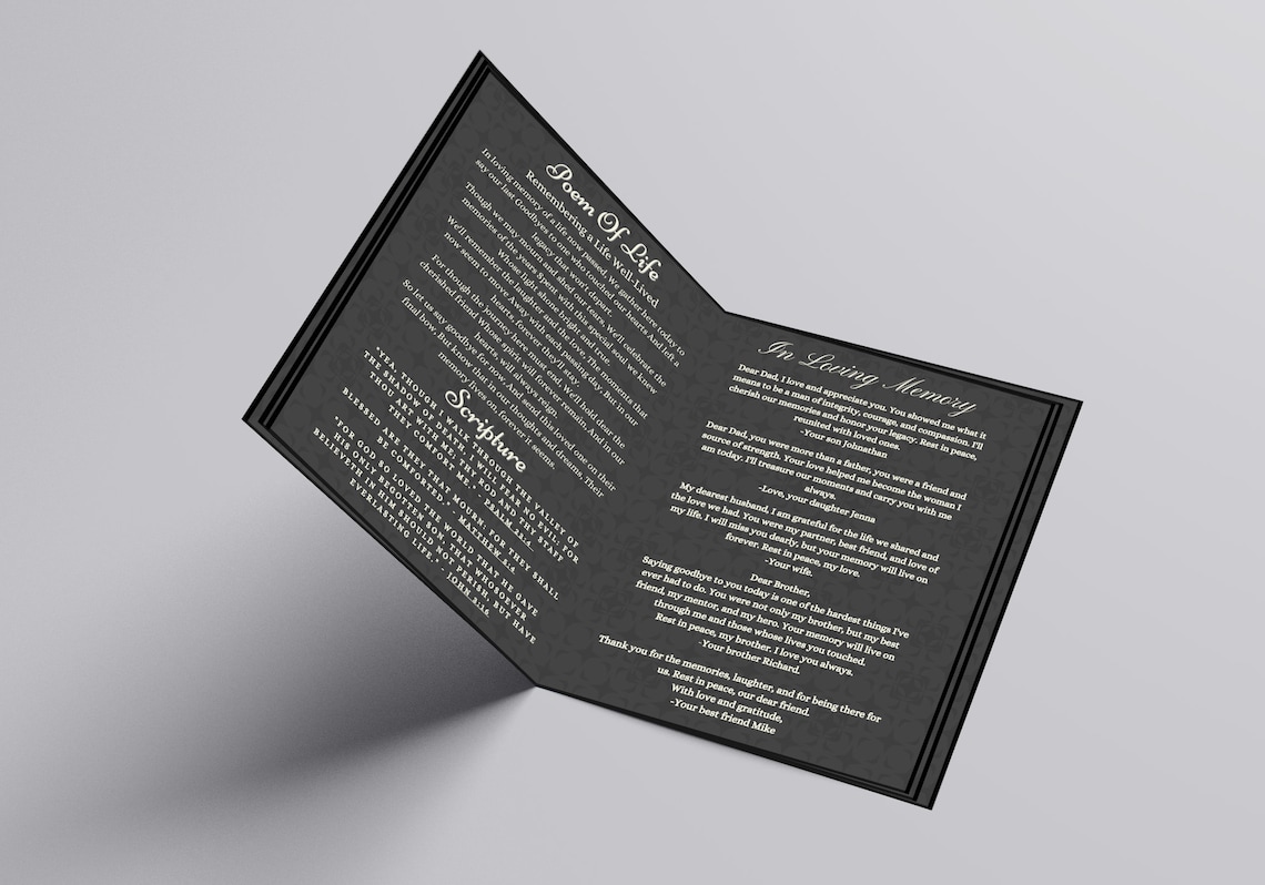12 Page Funeral Program Booklet Template | Tributes, Order of Service ...