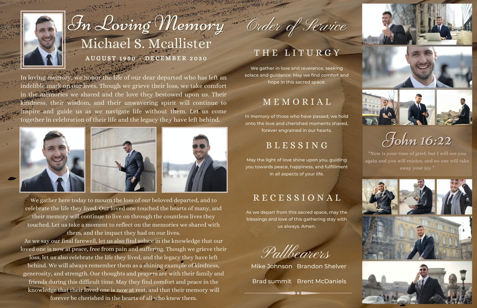 Personalized Funeral Program Template | Editable | Canva Compatible ...