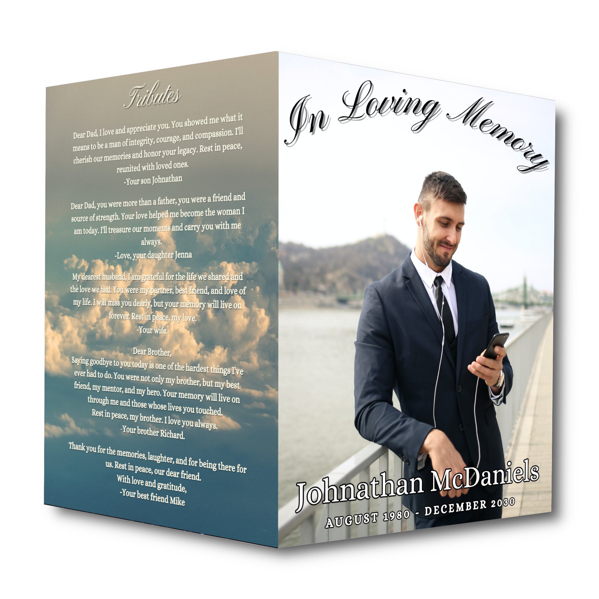 Editable Funeral Service Program Customizable Memorial Brochure Canva ...