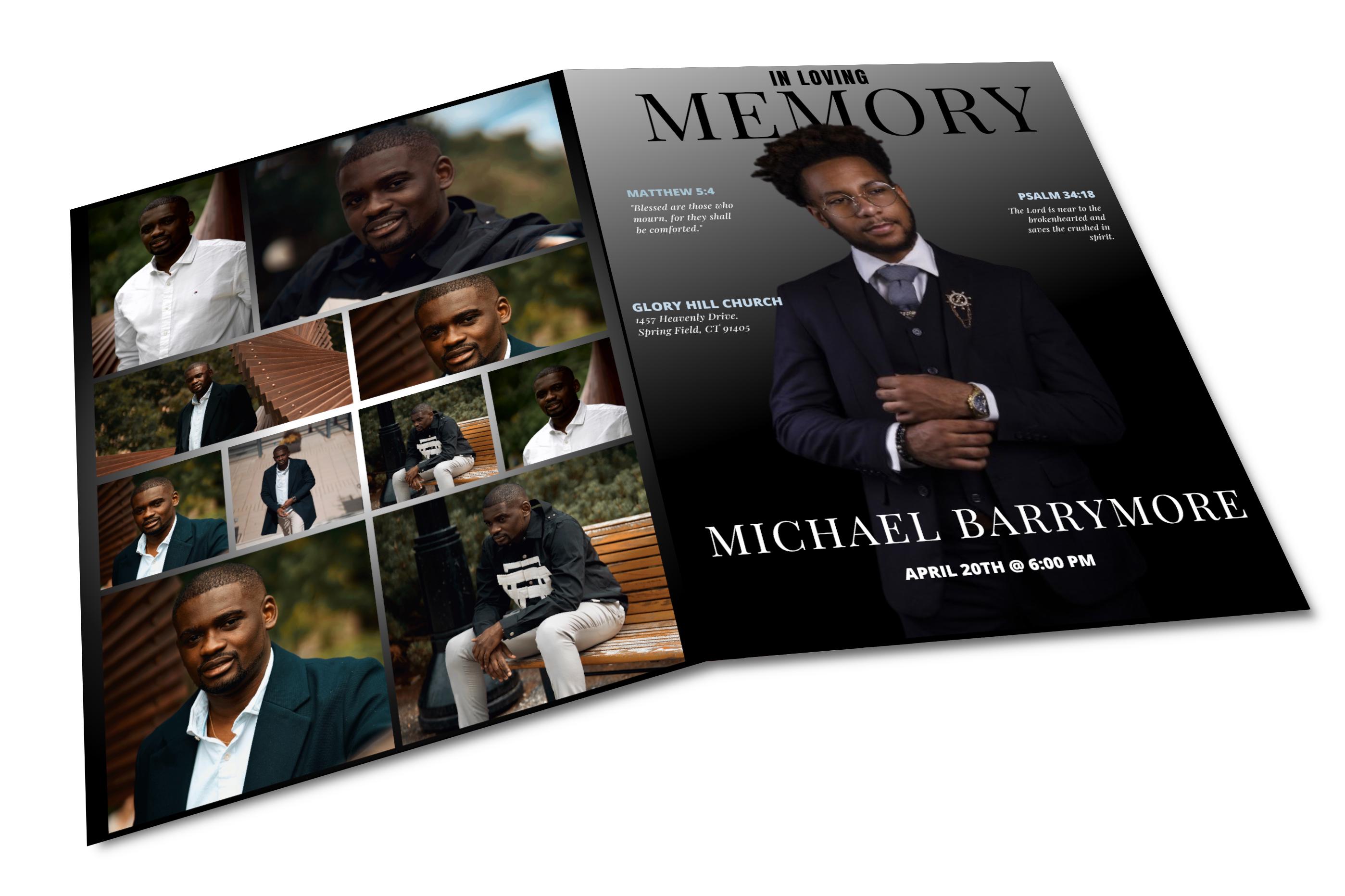 Magazine Style Funeral Program Template | 4 Page Booklet | Obituary and ...