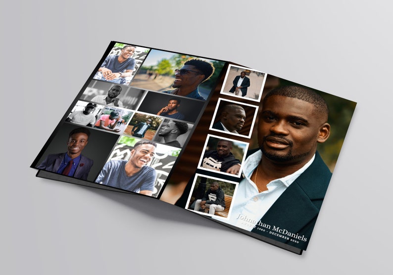 8 Page Funeral Obituary Booklet | Includes Photo Gallery and Order of ...
