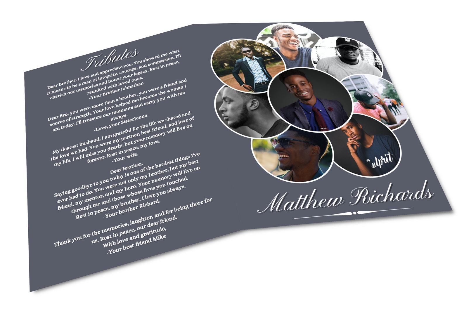 Funeral Program Brochure Template | Fully Self Customizable | Instant ...