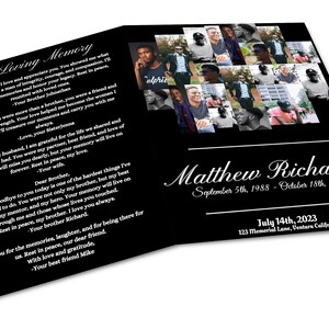 Funeral Program Template | Modern Photo Album Collage | Fully Self ...