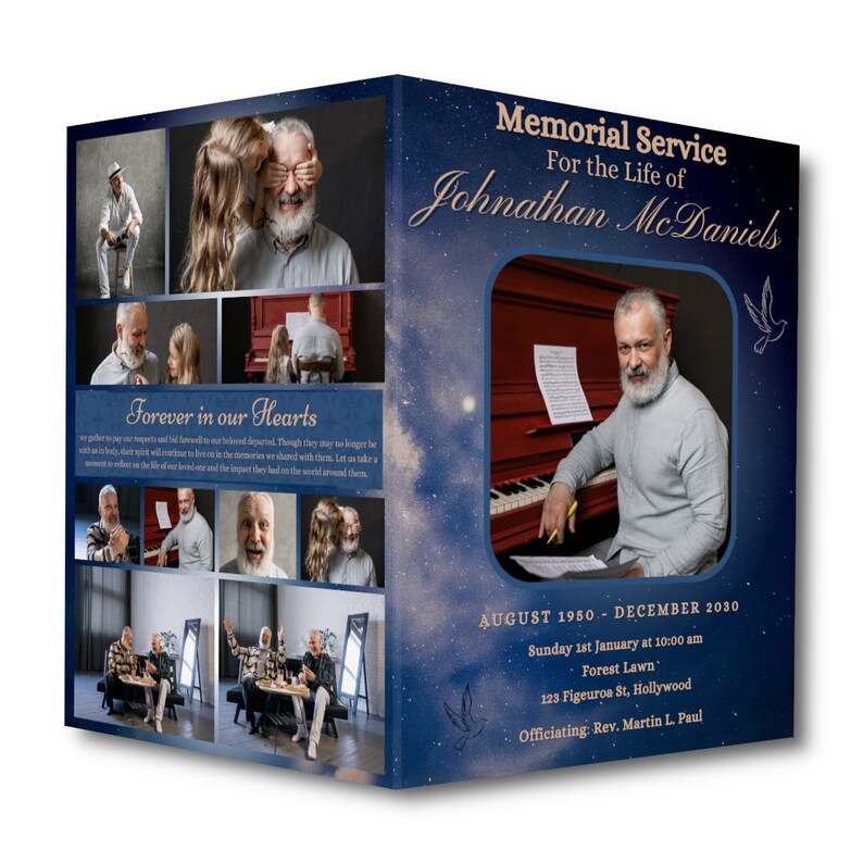Obituary Funeral Program Template - Night Sky Template Design - Self ...
