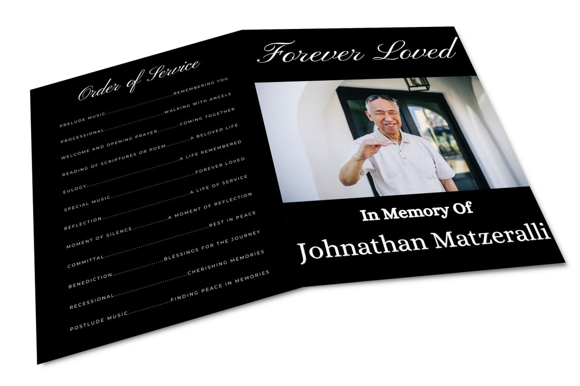 Funeral Program Brochure Template- Simple 1 Image Design - Self Edit in ...