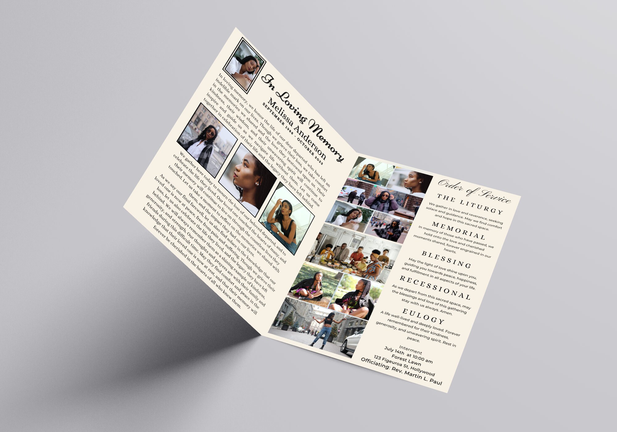 Editable Funeral Program Template | 4 Pages | Heartwarming Photo ...