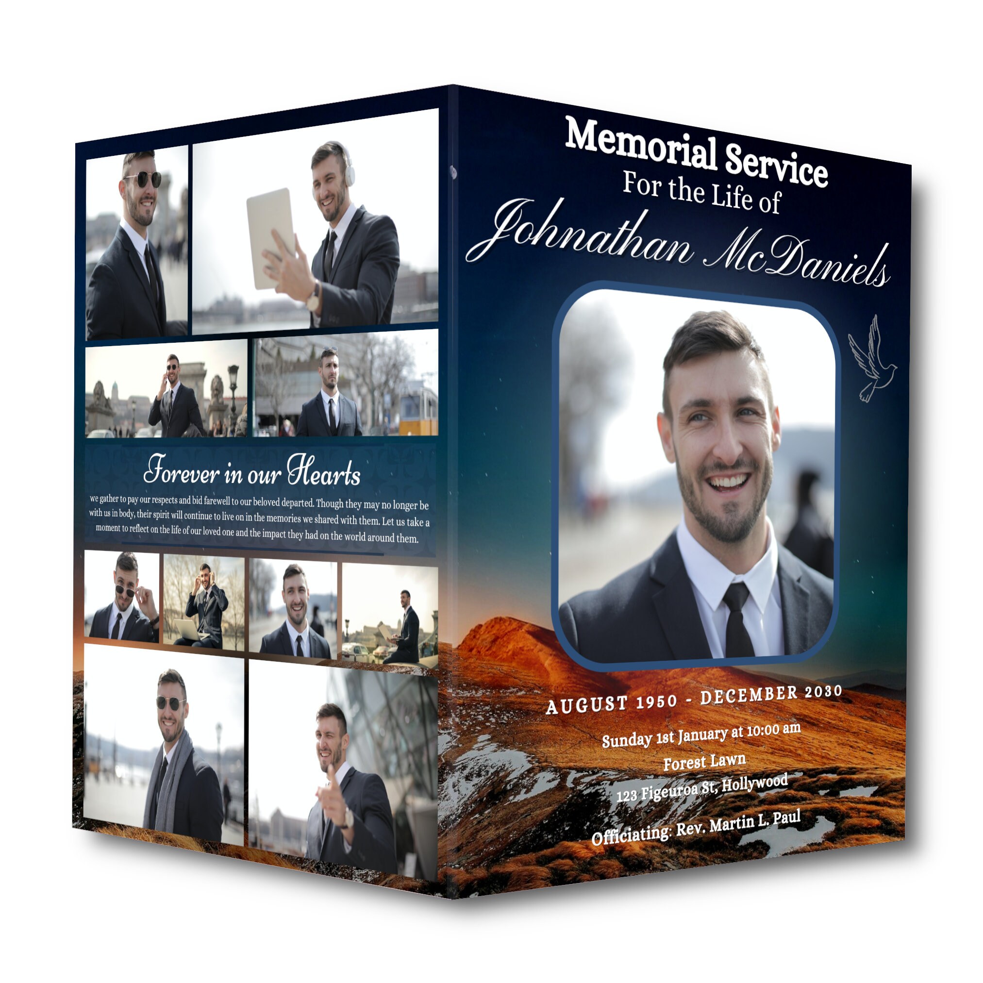 Editable Funeral Program Template | Customizable Memorial Brochure ...