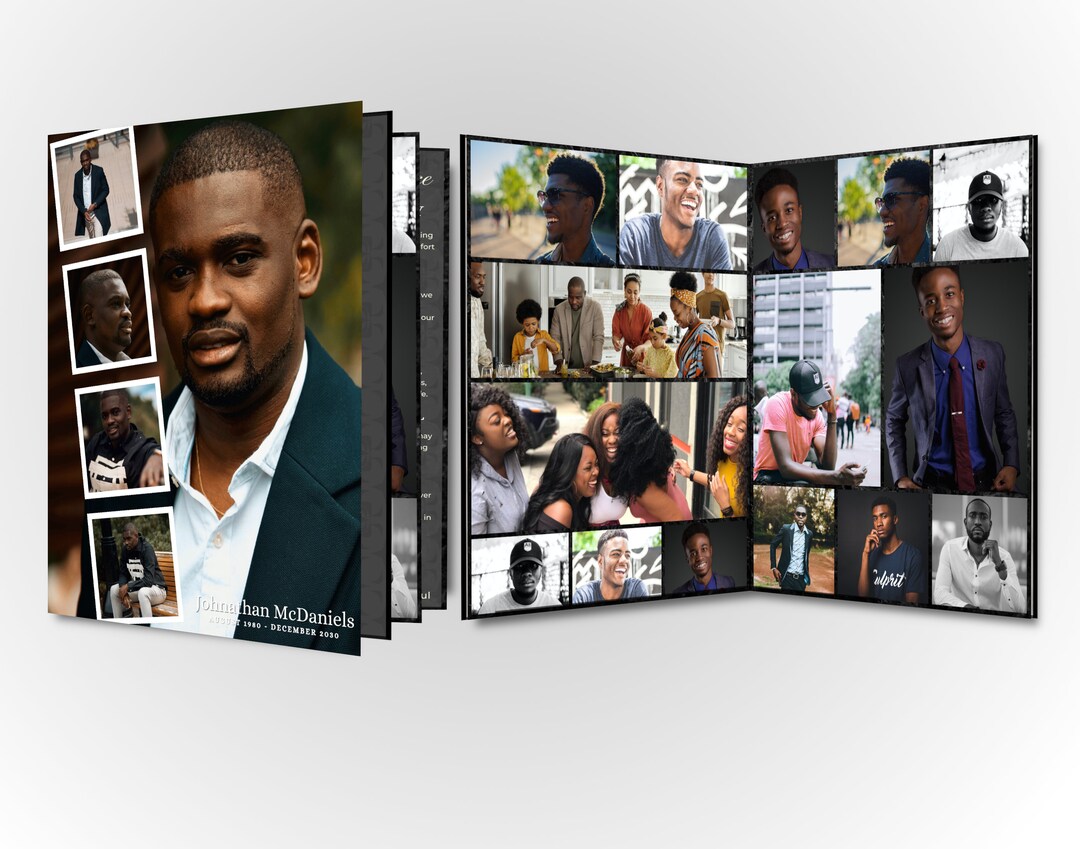 8 Page Funeral Obituary Booklet | Includes Photo Gallery and Order of ...