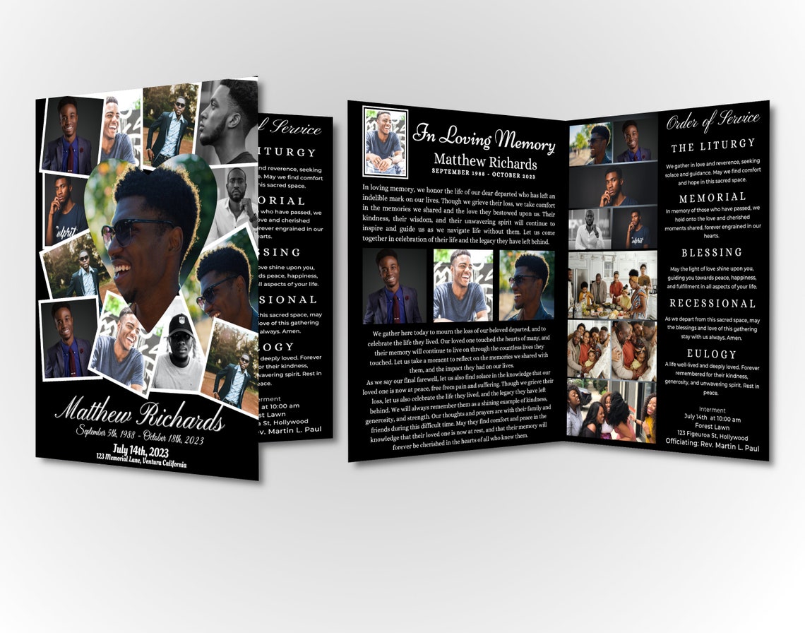 Editable Funeral Program Template | 4 Pages | Obituary & Order of ...
