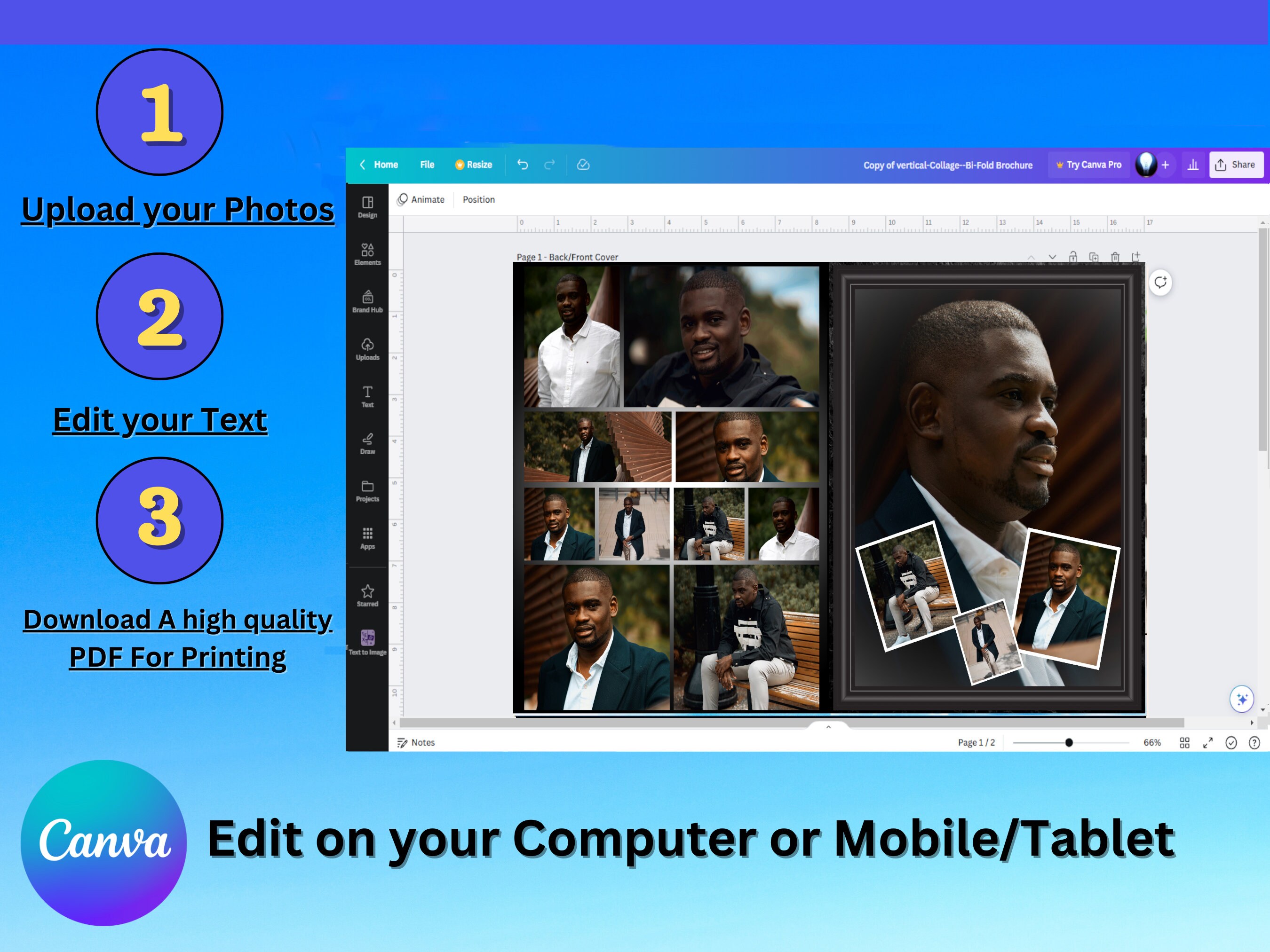 8 Page Funeral Program Template Brochure | Beautiful Obituary Design ...