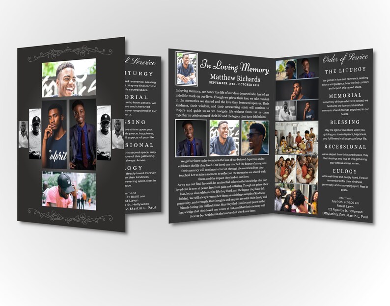 Funeral Program Template | DIY Edit Using Canva | Instant Download - No ...