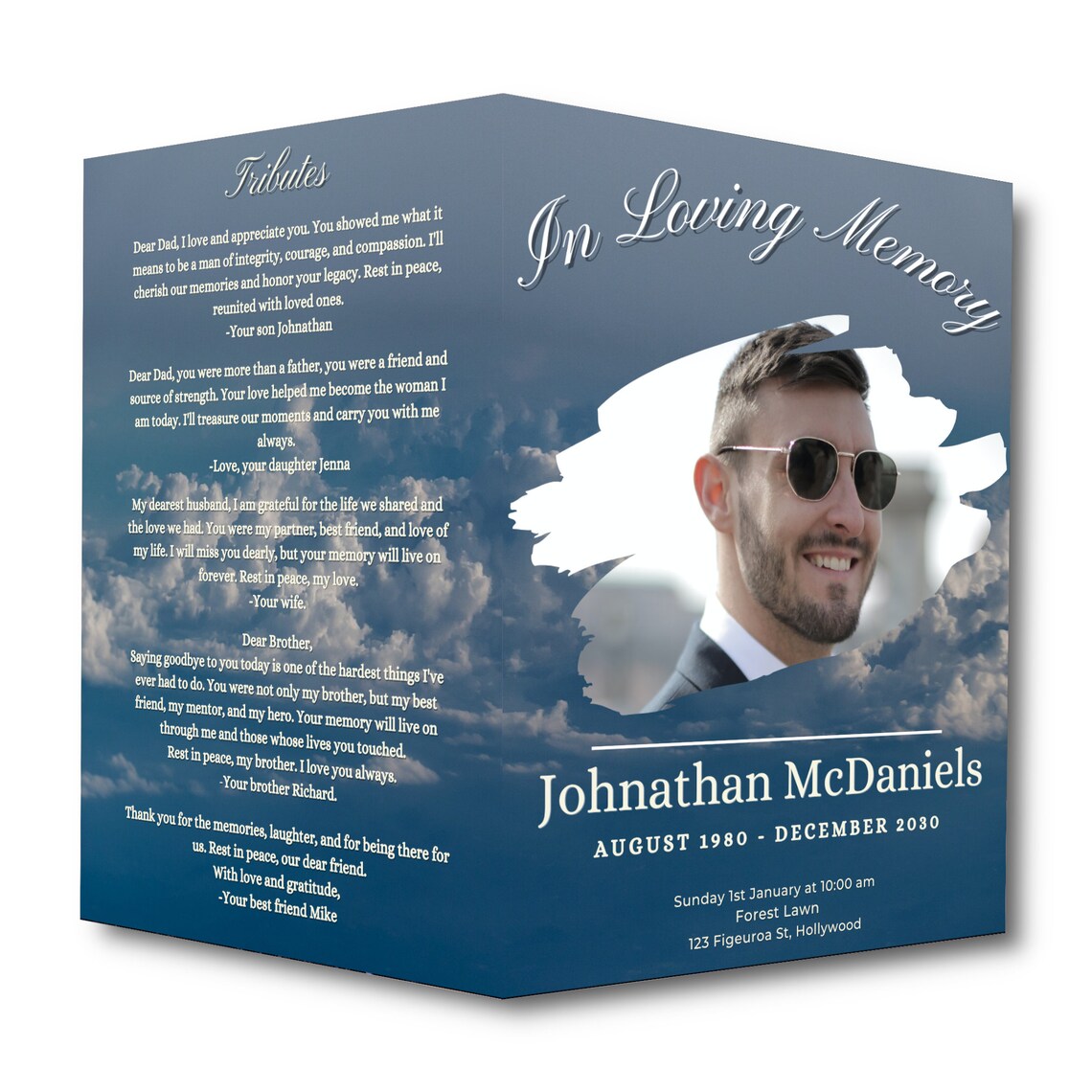 Customizable Funeral Program Template | 4-page Brochure | Editable ...