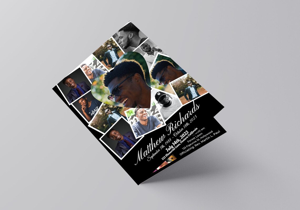 Editable Funeral Program Template 4 Pages Obituary & Order of Service ...