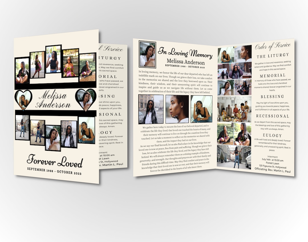 Editable Funeral Program Template | 4 Pages | Heartwarming Photo ...