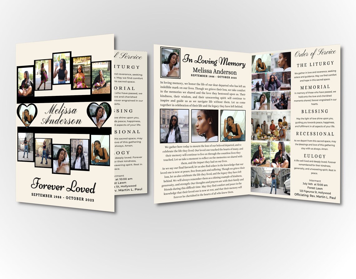 Editable Funeral Program Template | 4 Pages | Heartwarming Photo ...