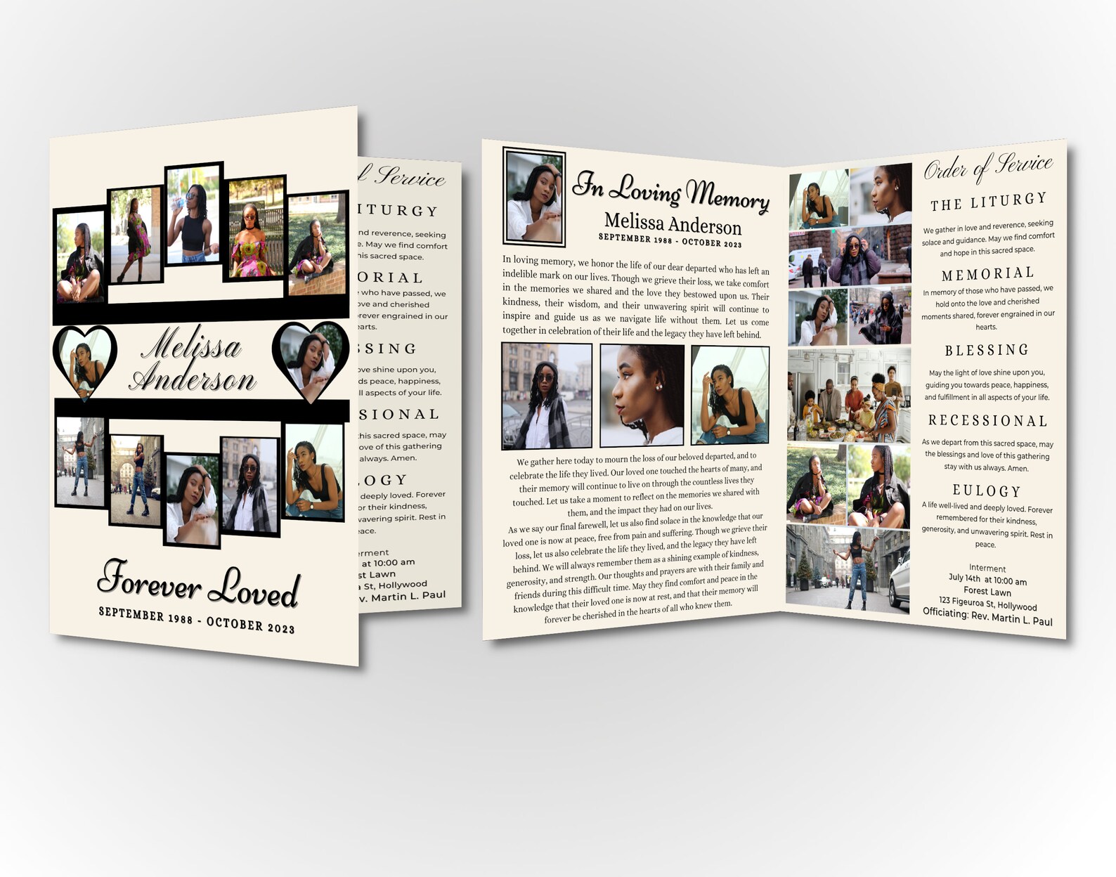 Editable Funeral Program Template | 4 Pages | Heartwarming Photo ...