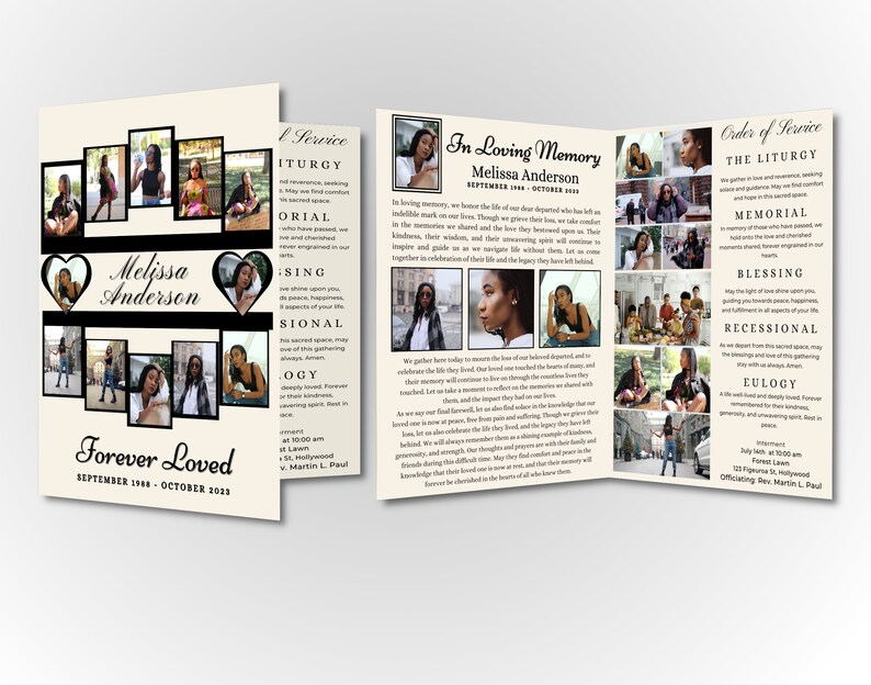 Editable Funeral Program Template | 4 Pages | Heartwarming Photo ...